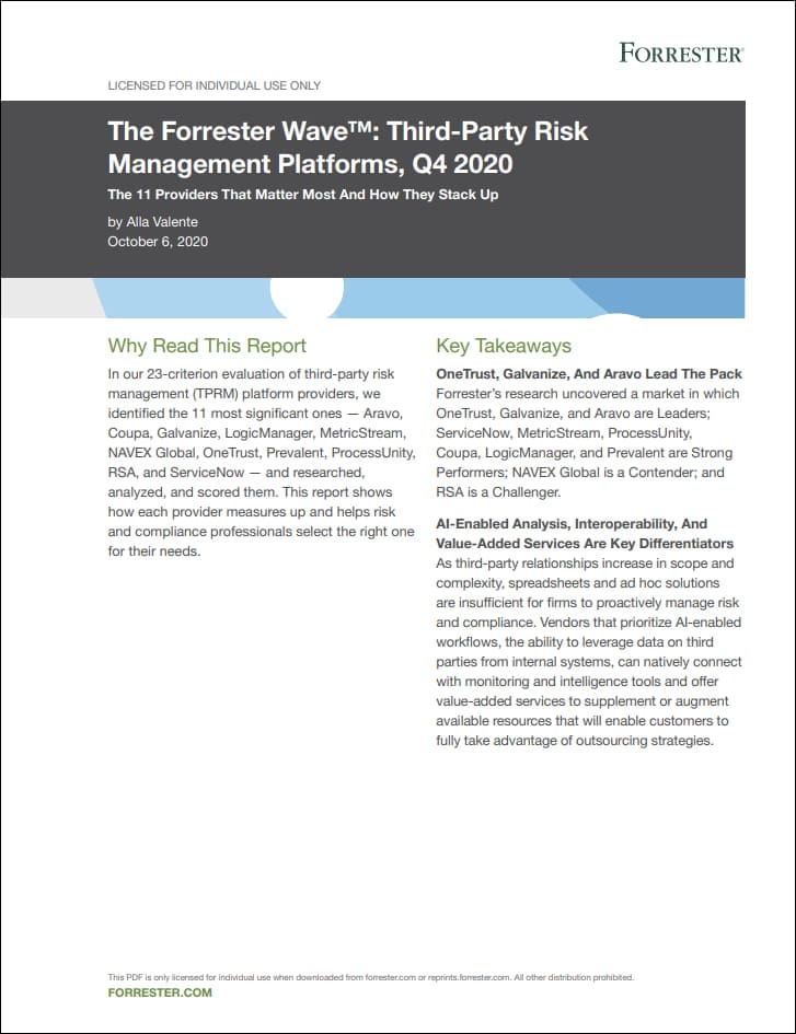 Forrester Wave: Third-Party Risk Management Platforms | Aravo Forrester Wave: Third-Party Risk Management Platforms | Aravo