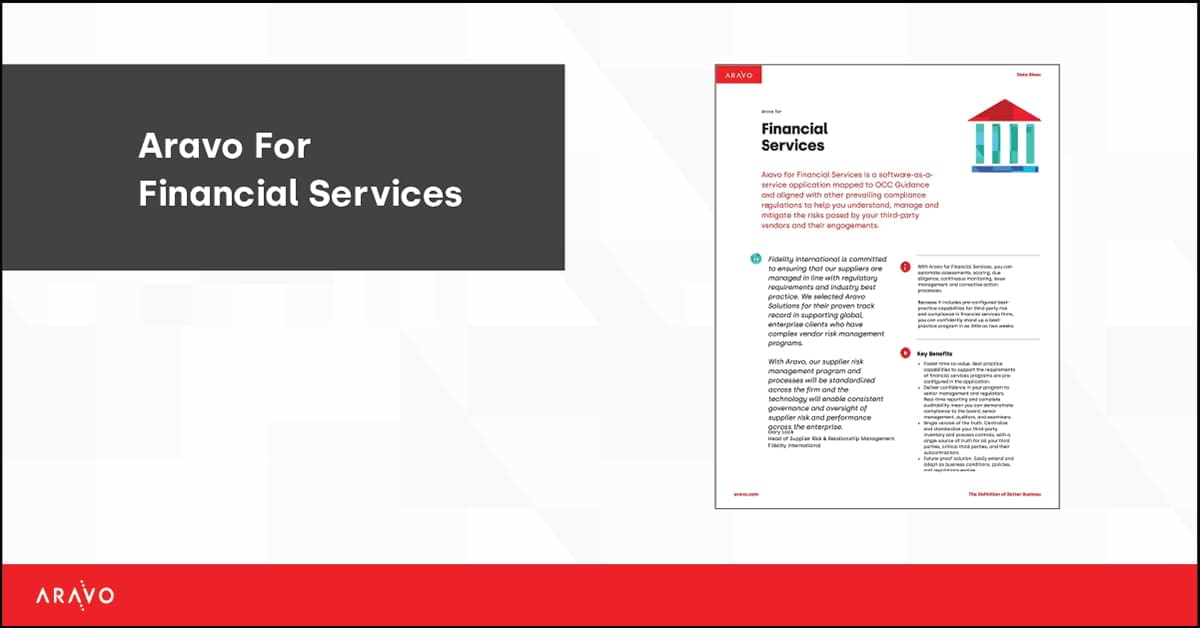 Aravo for Financial Services Datasheet | Aravo